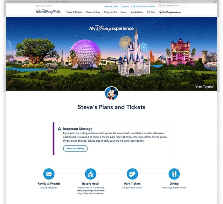 Using the Walt Disney World Theme Park Reservation System • Military ...